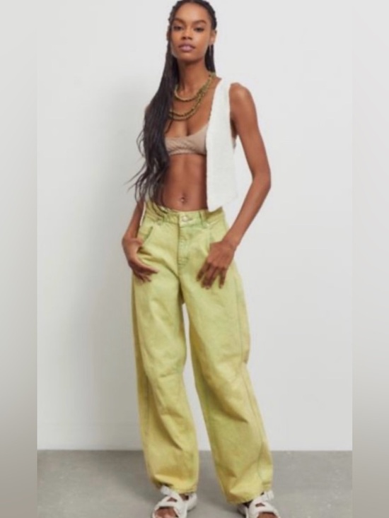 Jeans | Urban Outfitters Bdg Bright Lime Green Baggy Barrel Jeans Sz 26 ...